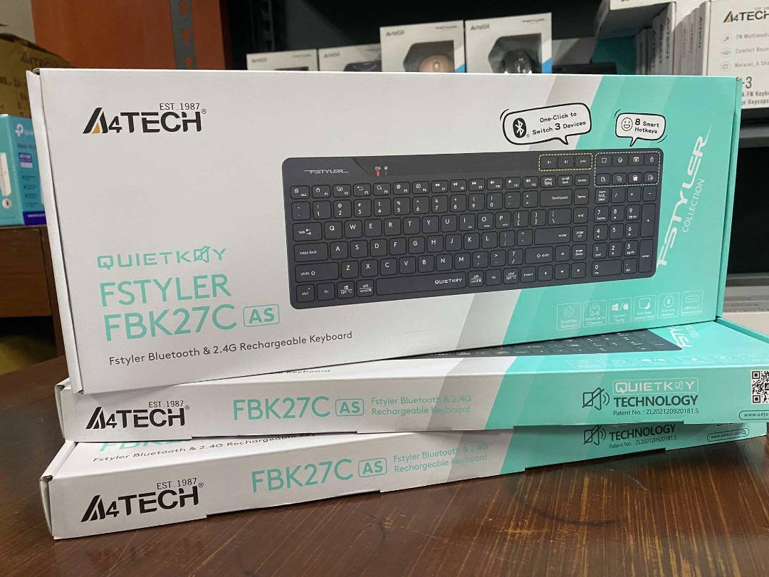 A4Tech FBK27C AS Fstyler Bluetooth & Wireless Rechargeable QuietKey ...