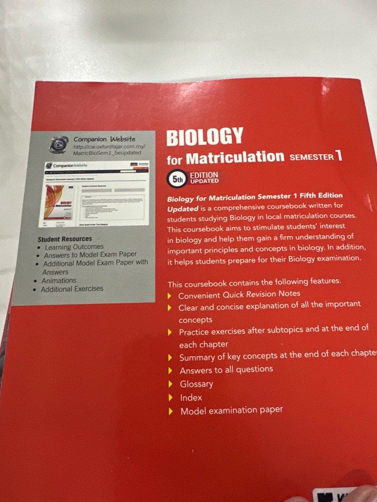 BIOLOGY MATRICULATION TEXTBOOK, Hobbies & Toys, Books & Magazines ...