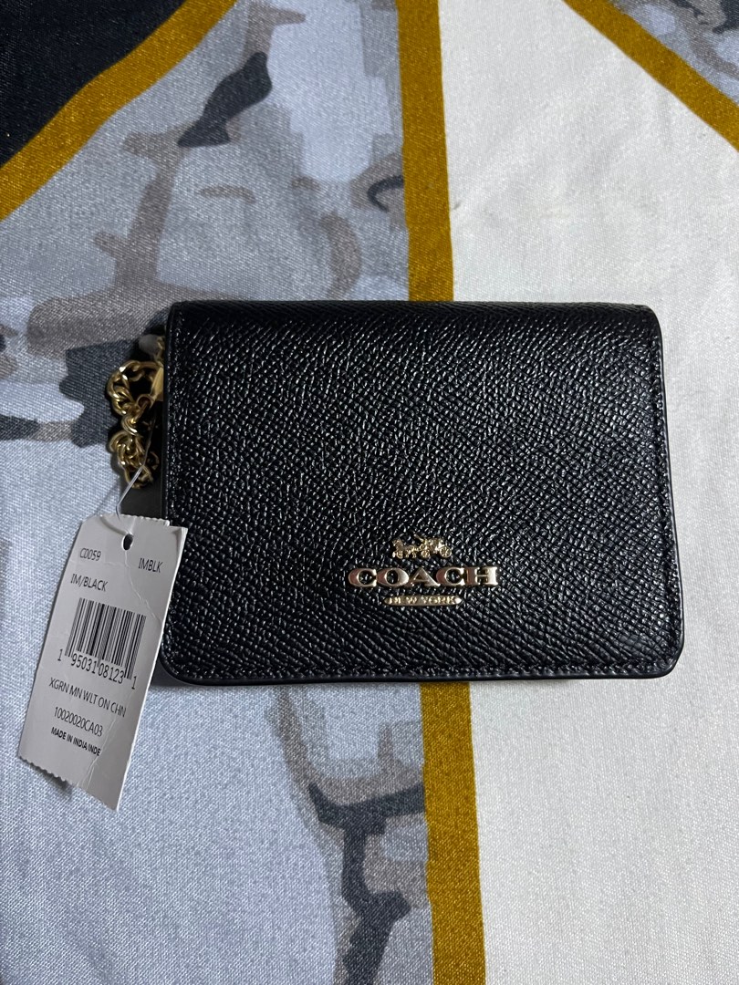 Coach C0059 Mini Wallet On A Chain In Gold Black, Luxury, Bags ...