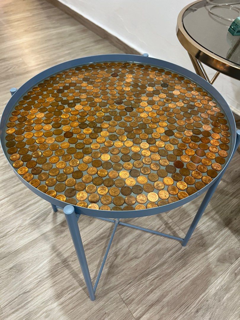 Custom Made Resin Malaysia 1 Cent Coin Side Table, Furniture & Home Living, Furniture, Tables ...
