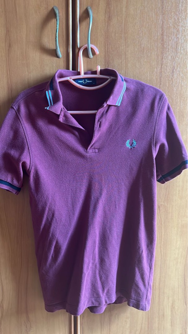 Fred perry maroon polo t, Men's Fashion, Tops & Sets, Tshirts & Polo ...