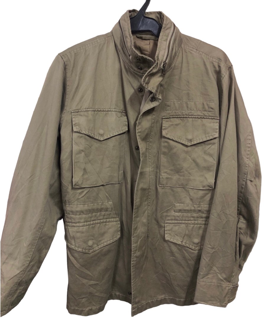 GU Military jacket packable hoodie fit medium 20.5x29, Men's Fashion ...