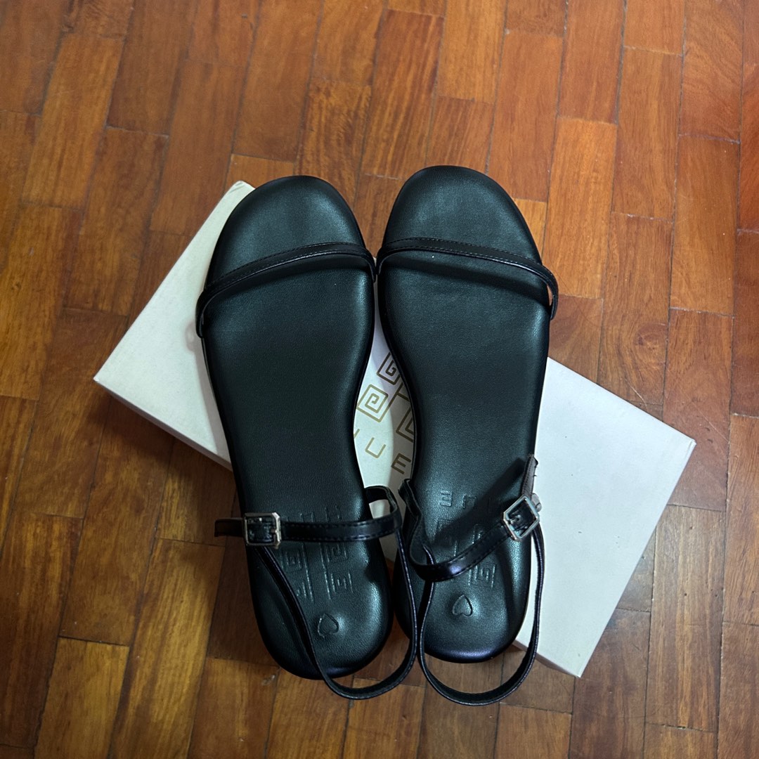 Hue Manila Black Luxi Noir Thin Strap Platform Sandals, Women's Fashion ...