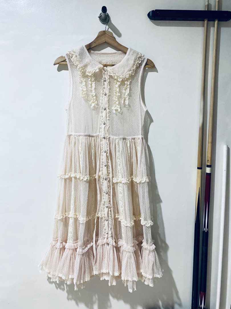 Ivory Romantic Ruffled Fantasy Tulle Dress, Women's Fashion, Dresses ...