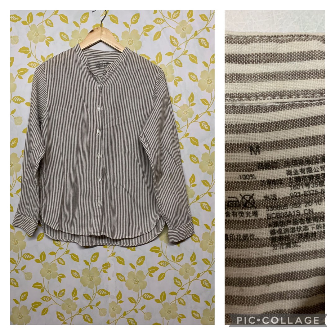 (M) Muji Linen top, Women's Fashion, Tops, Blouses on Carousell
