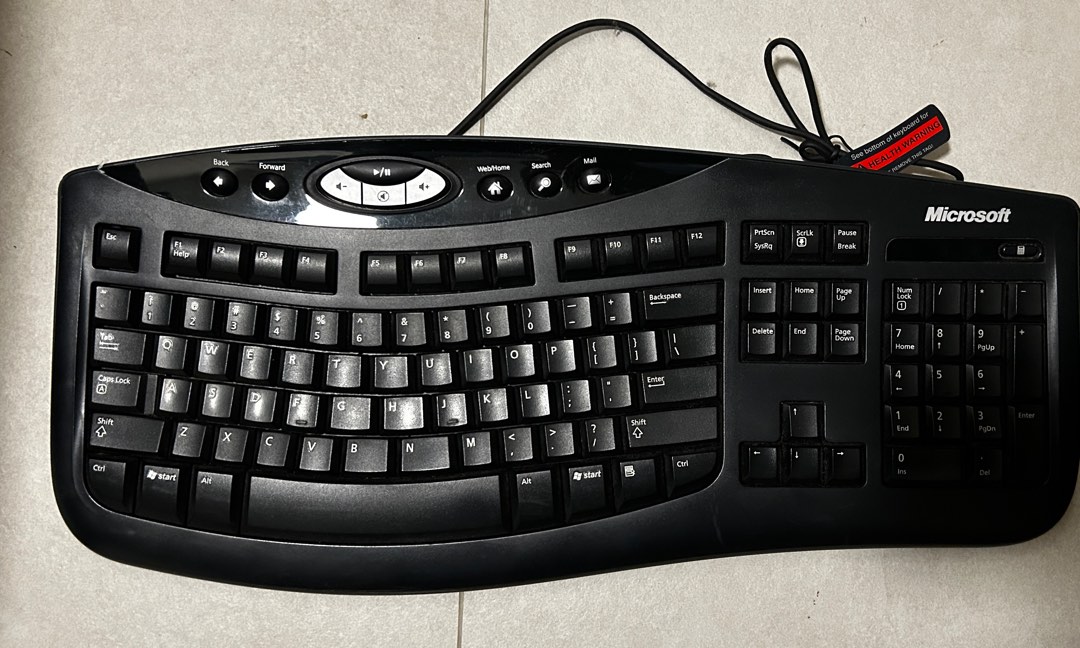 Microsoft curve standing keyboard with wire, Computers & Tech, Parts ...