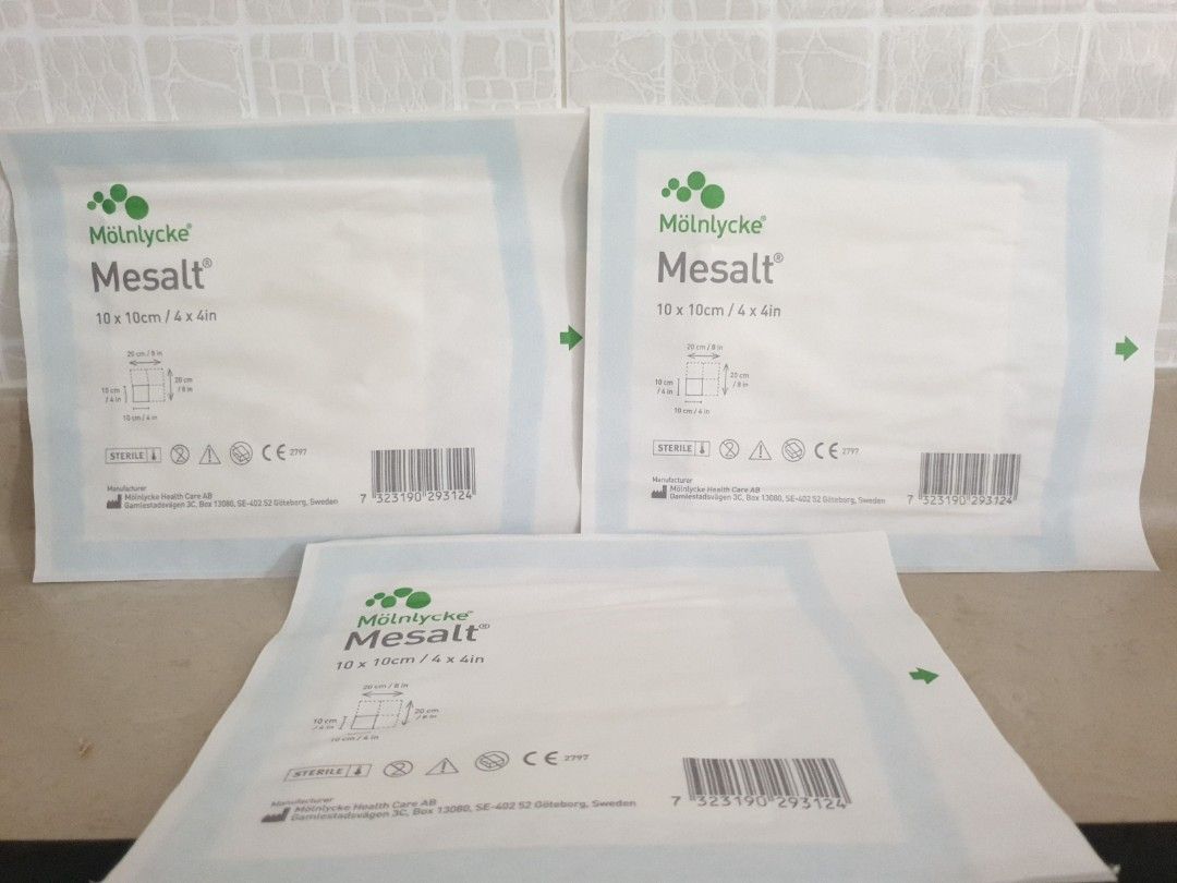 Molnlycke Mesalt 10 x 10 cm [expiry 28-01-2025] 3pcs, Health ...