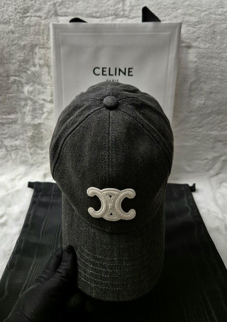 ☆ONHAND!☆ Celiné Paris Denim Black Triomphe Baseball Cap, Women's ...