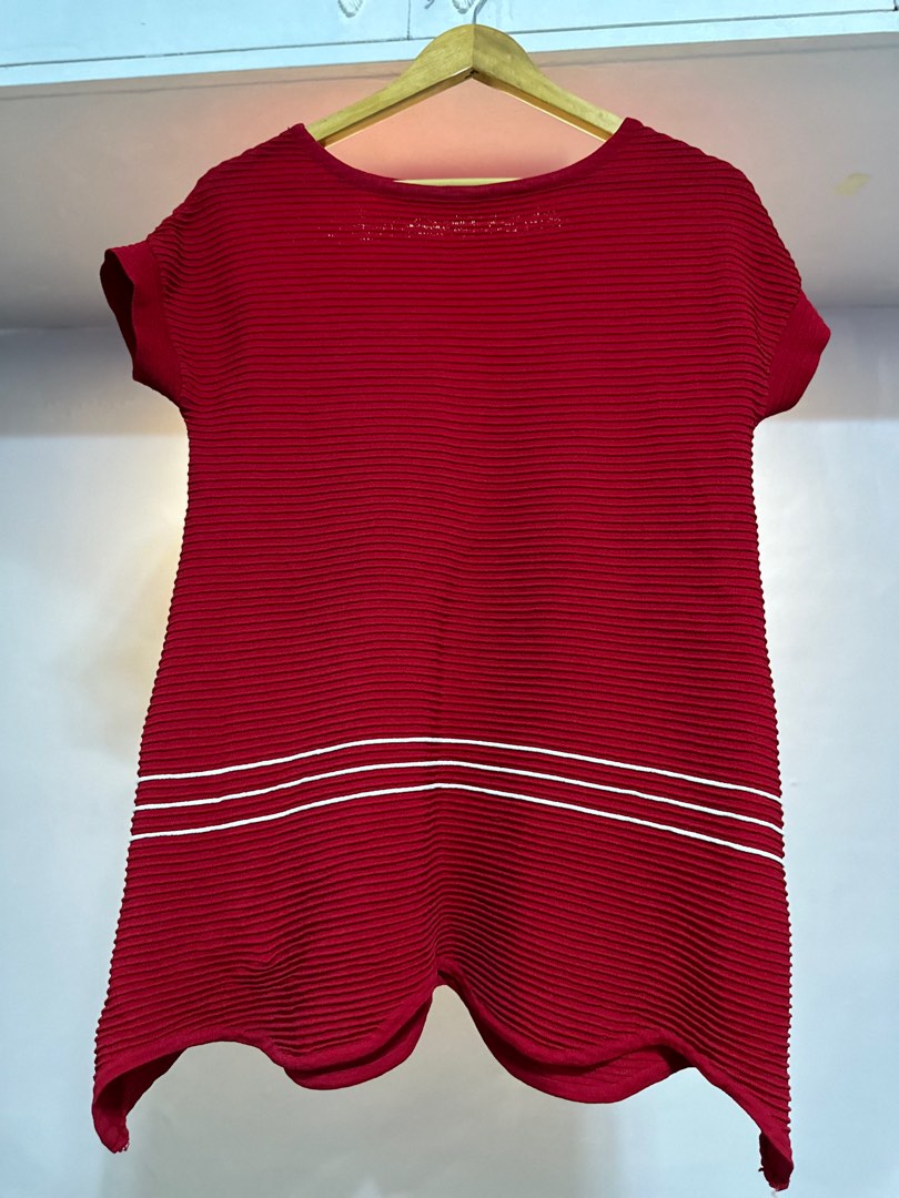 Red Long top, Women's Fashion, Tops, Shirts on Carousell
