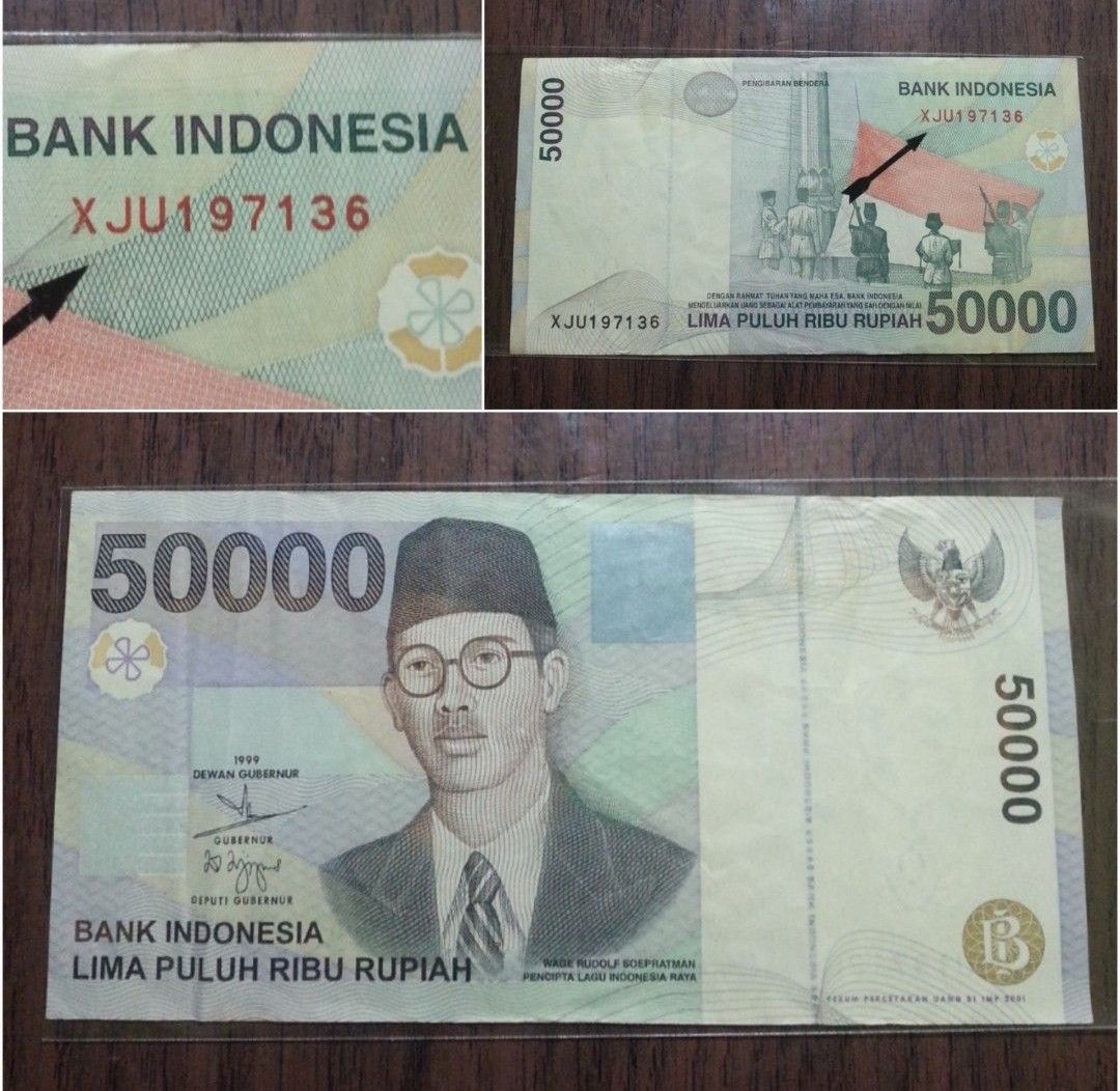 REPLACEMENT NOTE Indonesia 50000 Rupiah 1999, Hobbies & Toys ...