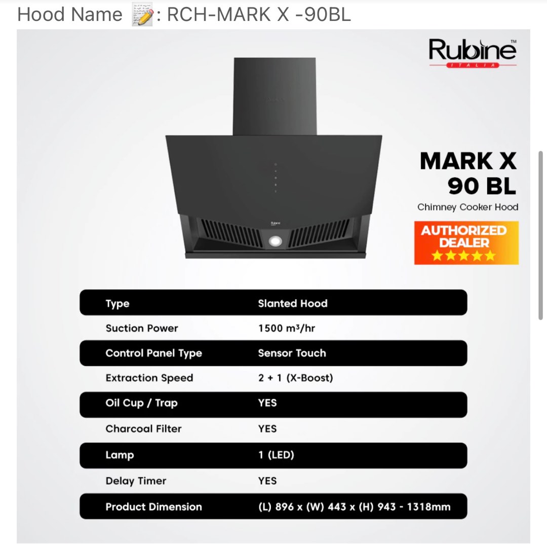 Rubine kitchen hood, TV & Home Appliances, Kitchen Appliances, Other ...