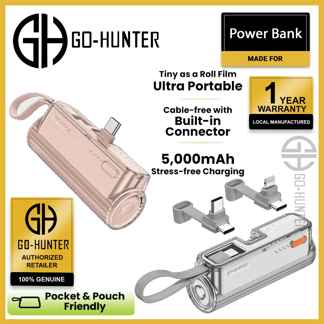 Sharge Flow Mini 5000mAh Powerbank with Built-in Cable and ...