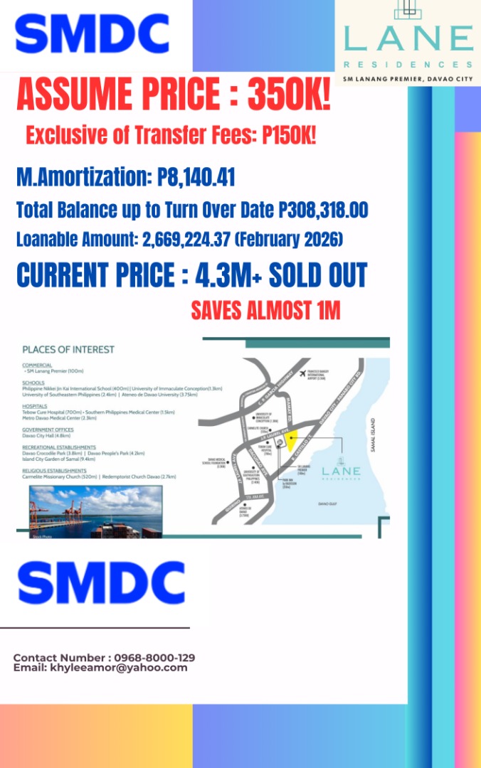 SMDC LANE RESIDENCES SM LANANG DAVAO CITY FOR ASSUME!, Property, For ...