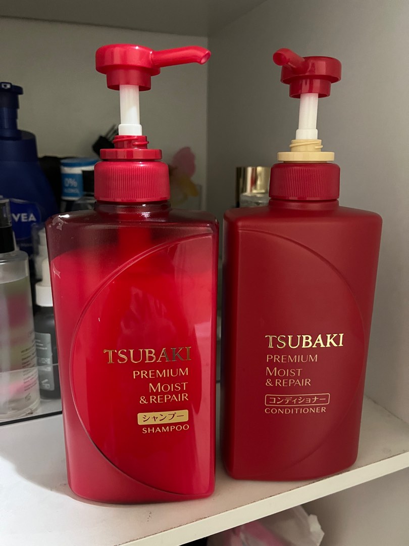 SET! Tsubaki Red Shampoo & Conditioner Premium Moist & Repair, Beauty ...