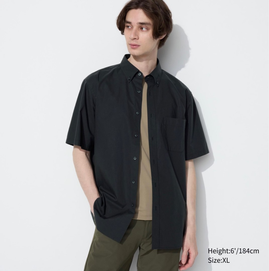 UNIQLO men slim fit cotton shirt, Men's Fashion, Tops & Sets, Tshirts ...