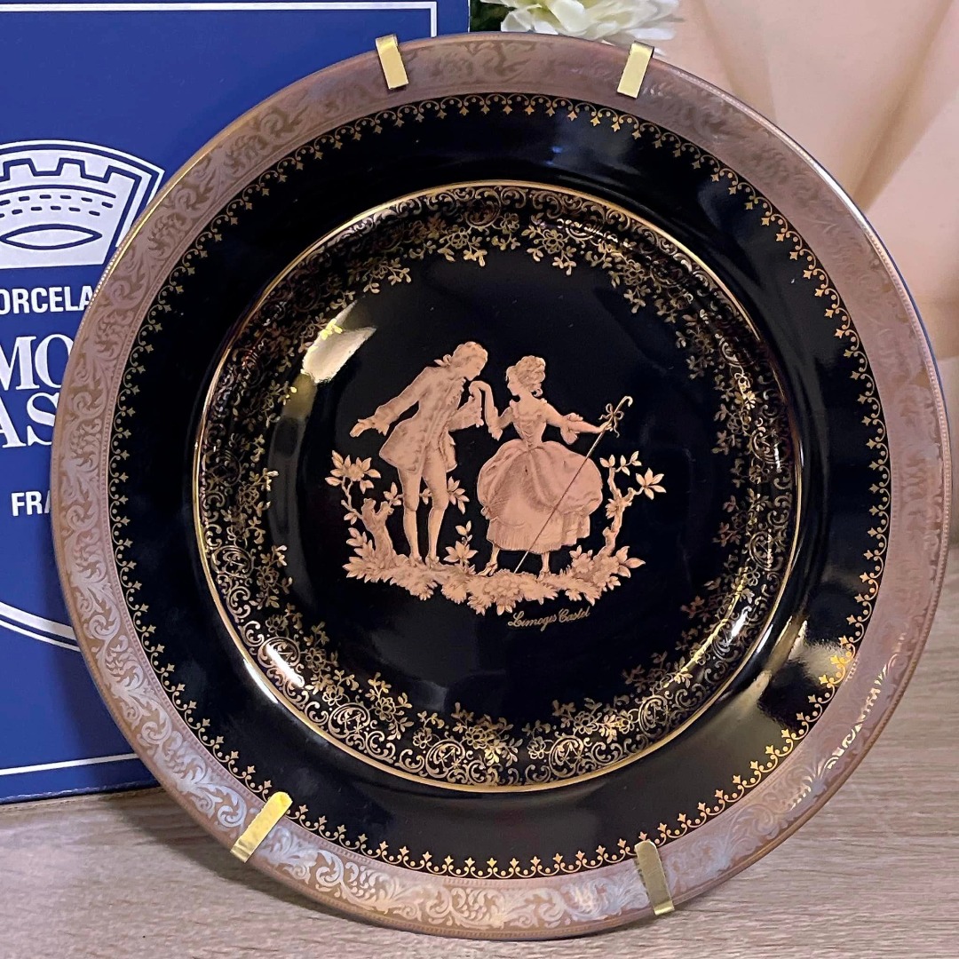 Vintage Rare Find LIMOGES CASTEL 22k Gold Hand Decorated Cobalt ...