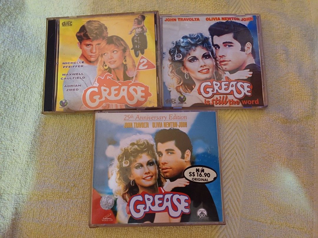 1978 GREASE And 1982 GREASE 2 Vintage Vcd Timeless Classics, Hobbies ...