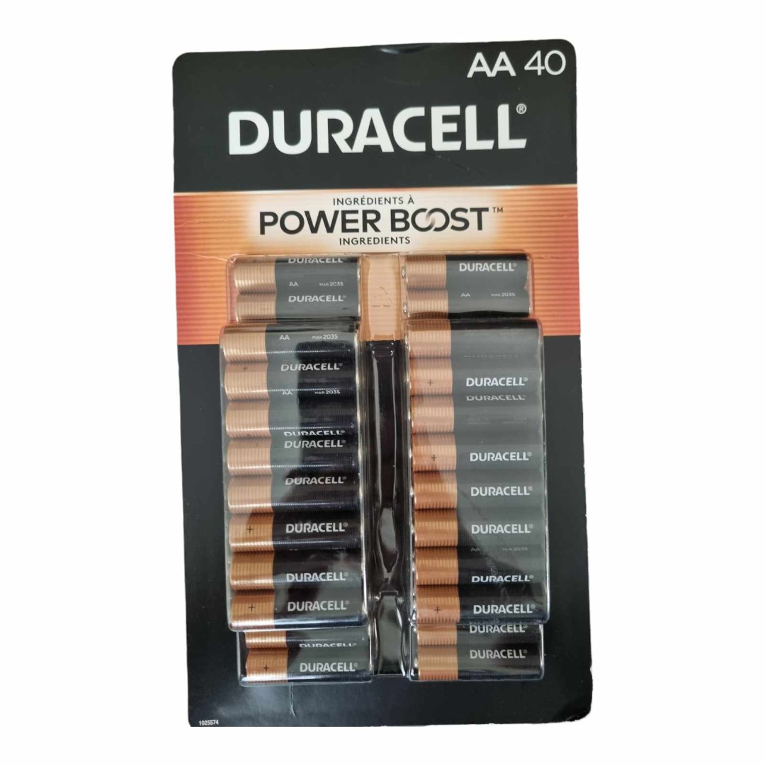 40 Pieces Duracell Power Boost Coppertop Alkaline AA Batteries ...