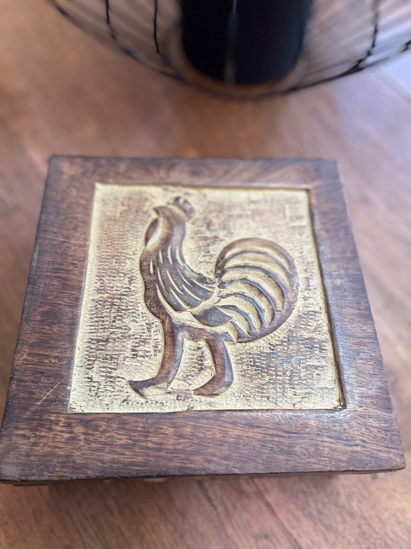 A set of beautiful wooden box with rooster carvings, Hobbies & Toys ...