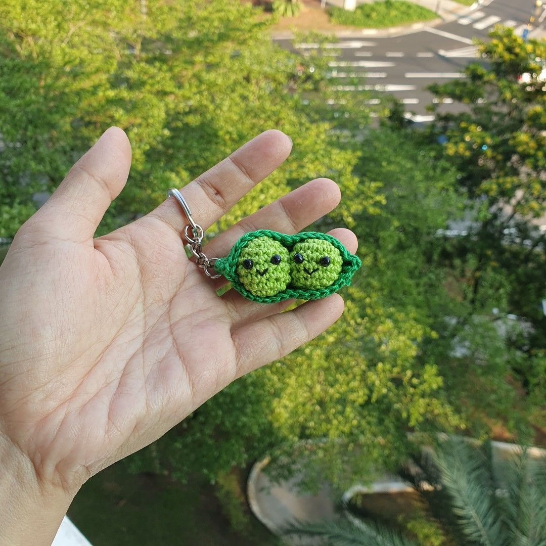 Amigurumi Pea Keychain, Hobbies & Toys, Stationery & Craft, Handmade ...