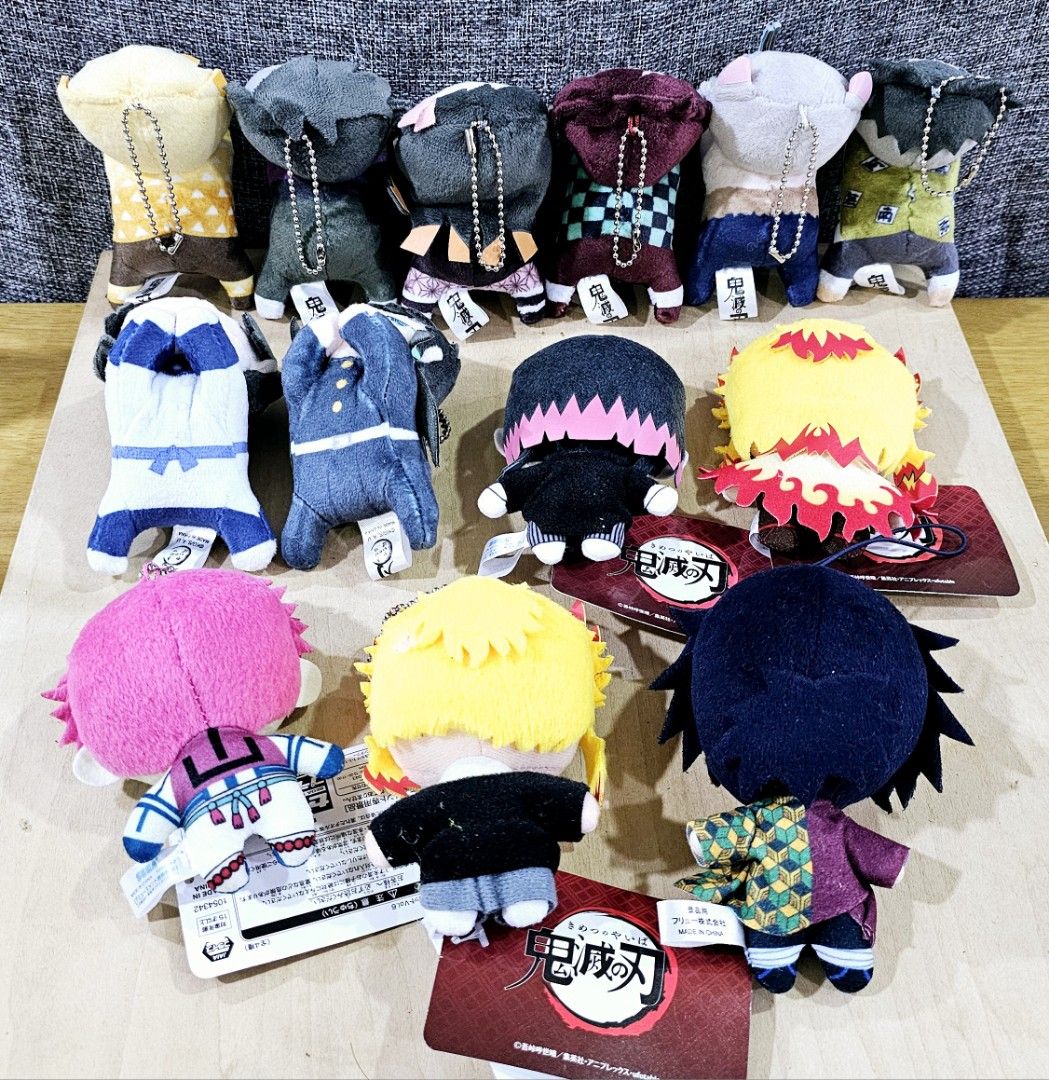 Anime Demon Slayer characters 7 plush clippers and 4pc plush keychains ...
