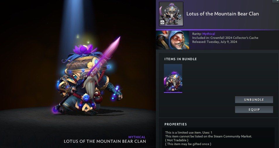 Dota 2 Meepo Lotus Bear Clan Skin, Video Gaming, Gaming Accessories, In ...