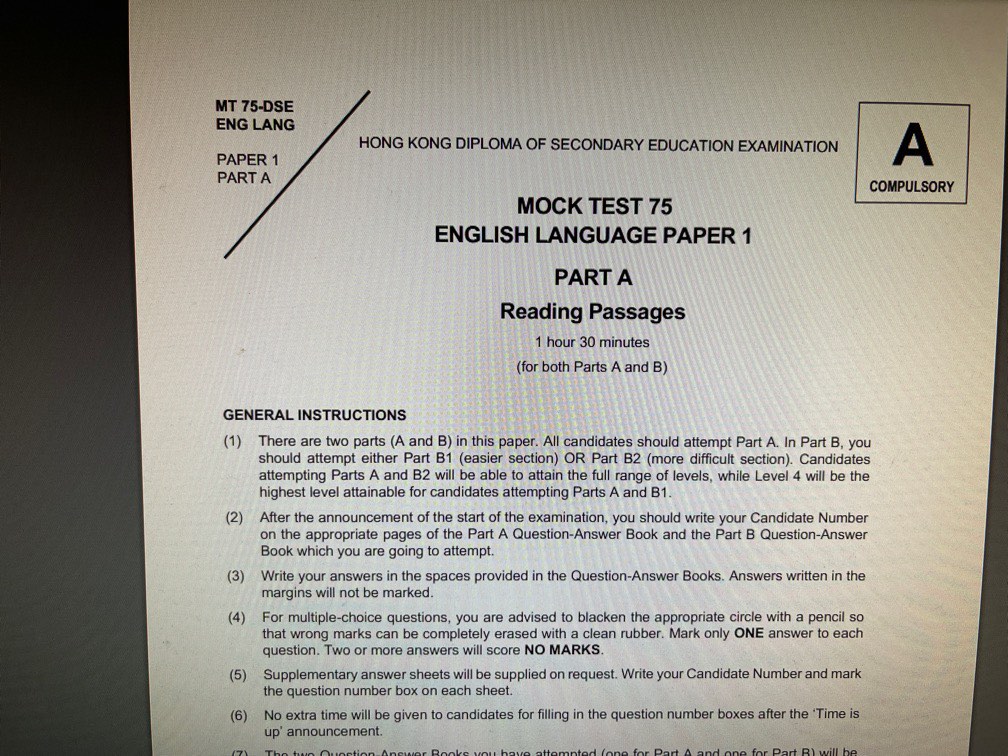 DSE Oxford Mock 75 Paper1(連答案）, 興趣及遊戲, 書本 & 文具, 書本及雜誌 - 補充練習 - Carousell