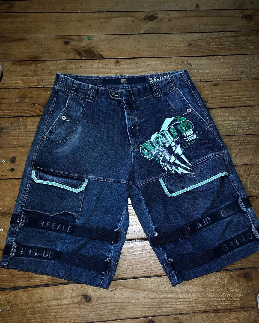 graphic baggy jorts emo grunge skater, Men's Fashion, Bottoms, Shorts ...