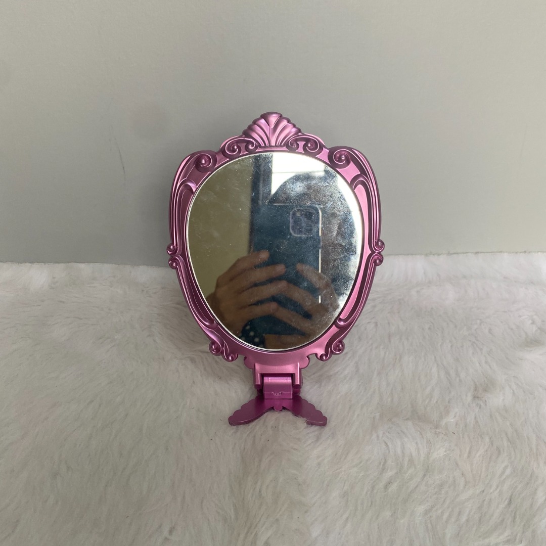 Japan Vintage Pink Plastic Mirror with Stand, Women's Fashion, Watches ...