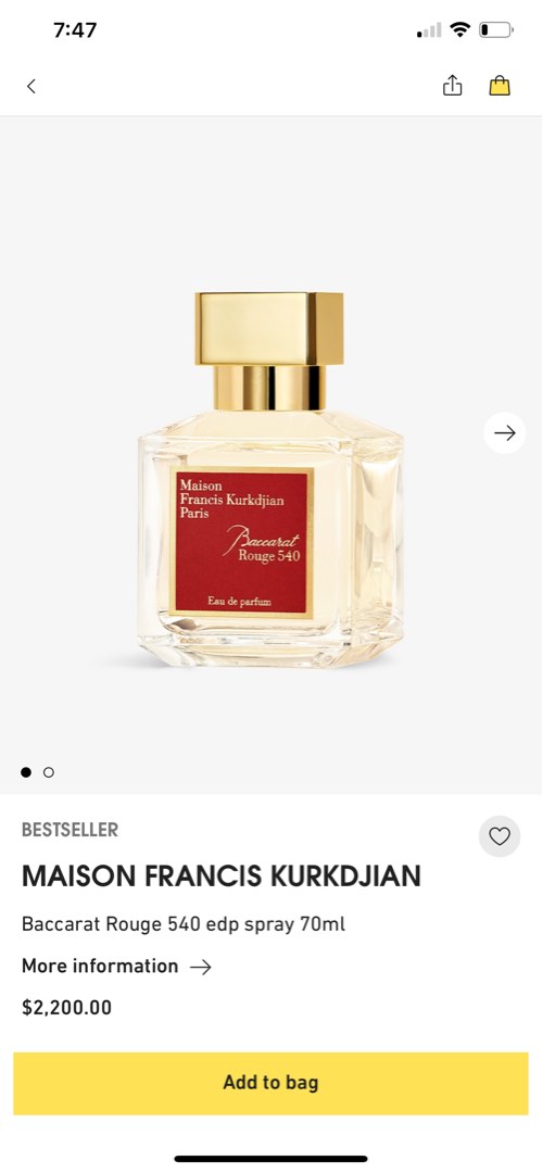 Maison Francis Kurkdjian Baccarat Rouge 540 edp spray, 美容＆個人護理, 健康及美容 ...