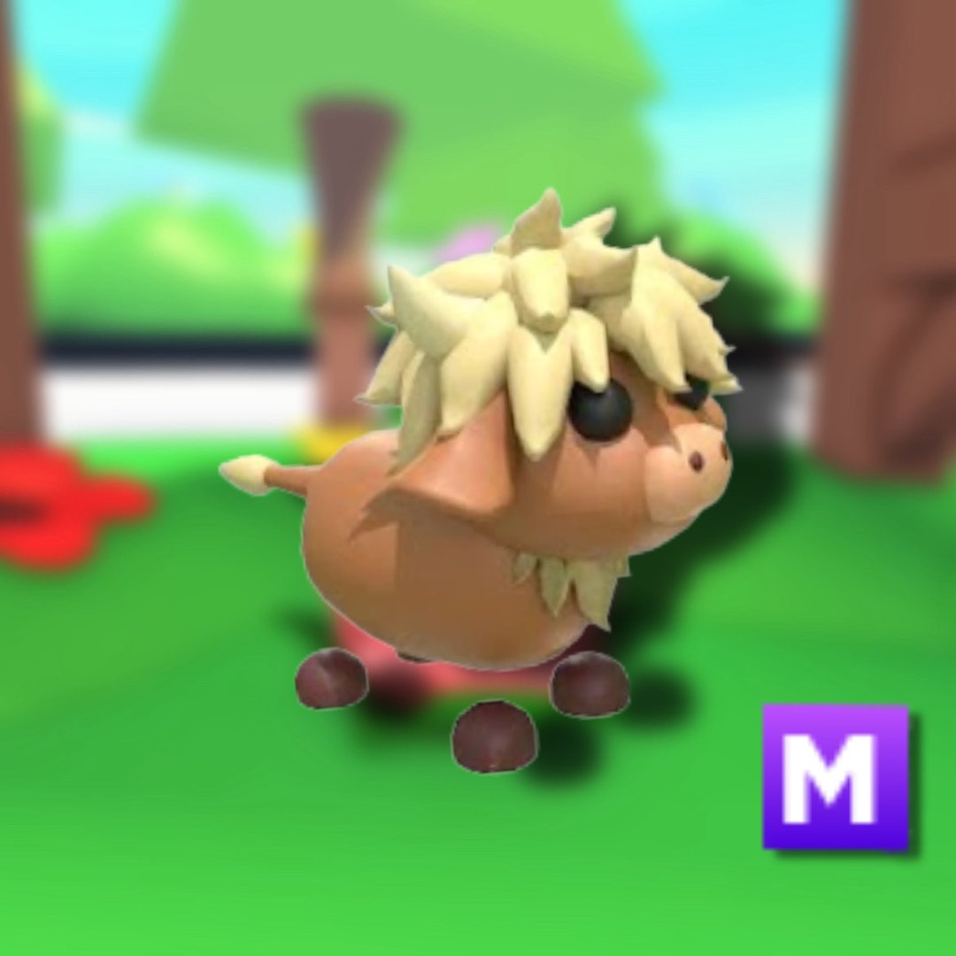 Mega Neon Highland Cow - Adopt Me, Video Gaming, Gaming Accessories, In ...