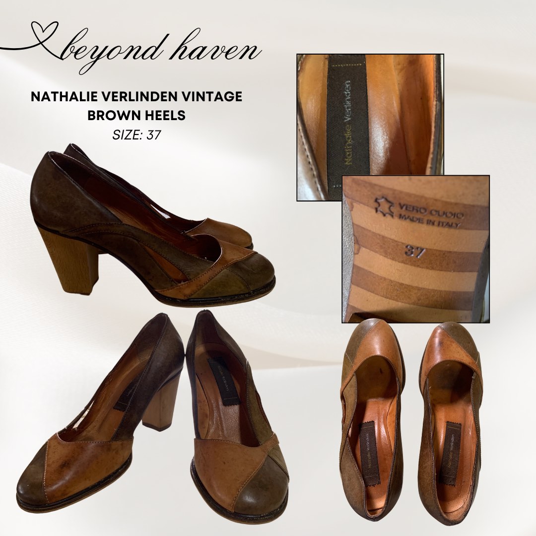 nathalie verlinden vintage brown heels, Women's Fashion, Footwear, Heels on Carousell