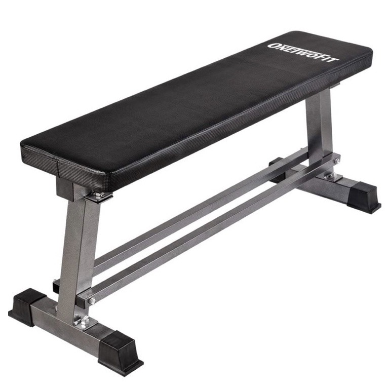 ONE TWO FIT USA - Flat Bench with Dumbbell Rack, Sports Equipment ...
