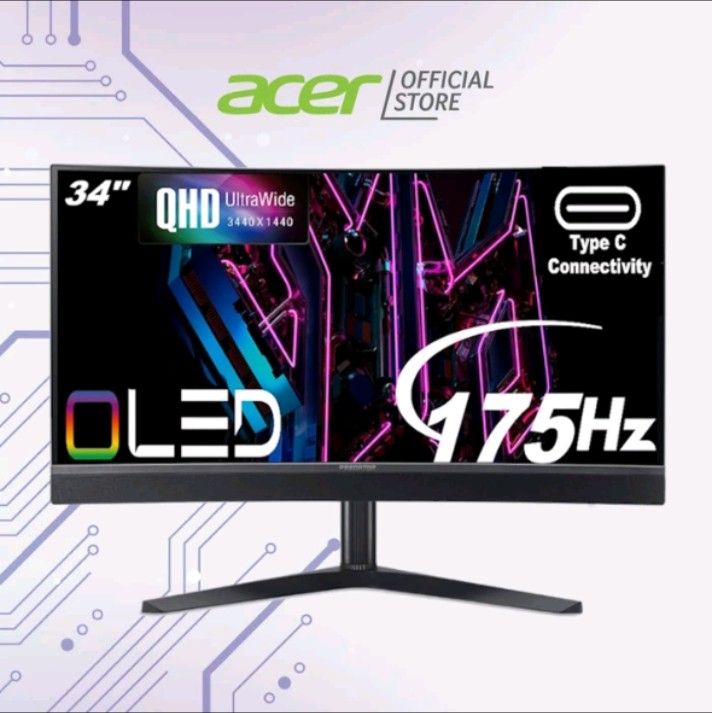 Predator X34 V 34-Inch UltraWide QHD OLED 175Hz Curved Gaming Monitor ...