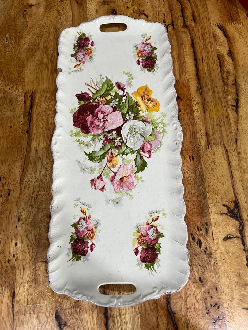 Roses floral motif sandwich tray ceramic serving plate, Furniture ...