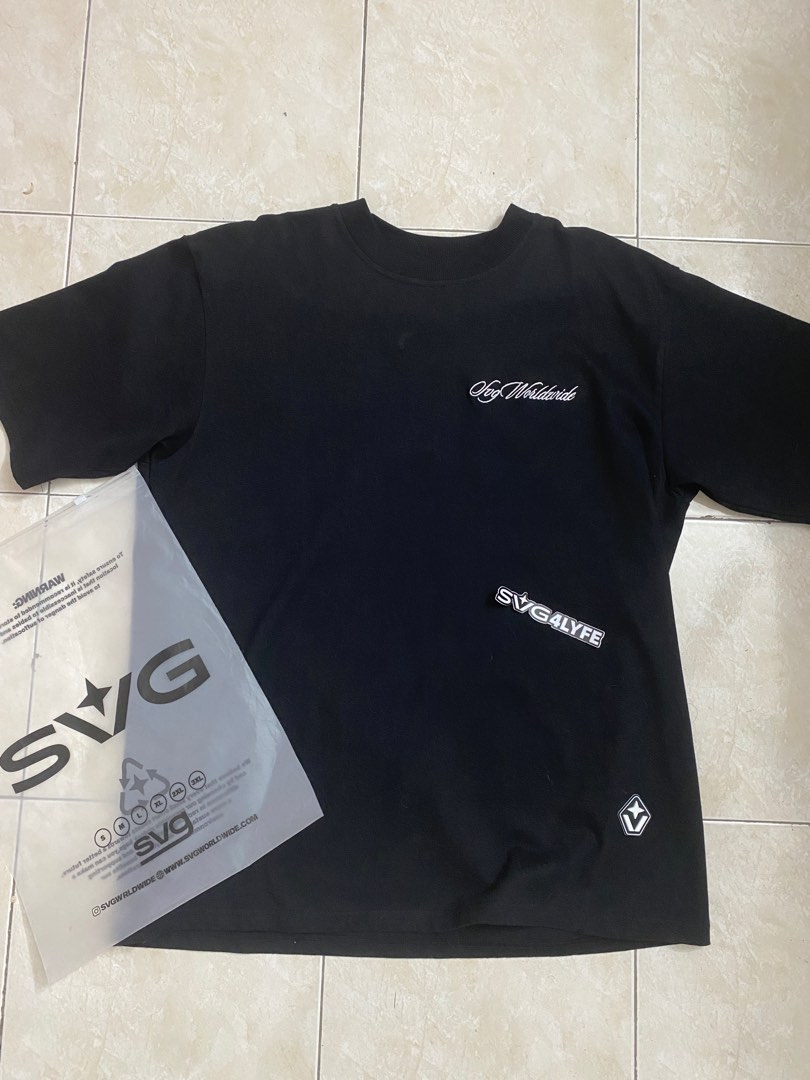 Svg black Cursive Tee, Men's Fashion, Activewear on Carousell