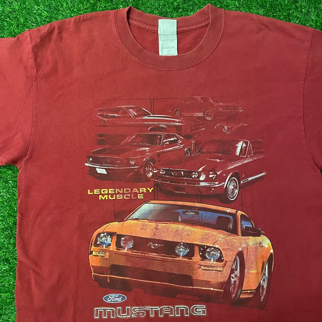 Vintage 90s Ford Mustang Legendary Muscle Mega Print Car Tee, Men's ...
