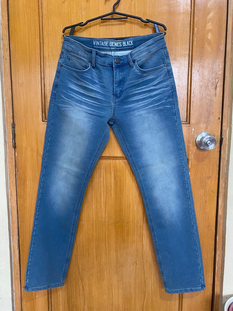 Vintage Geans Black Slim Fit Denim Jeans, Men's Fashion, Bottoms, Jeans ...