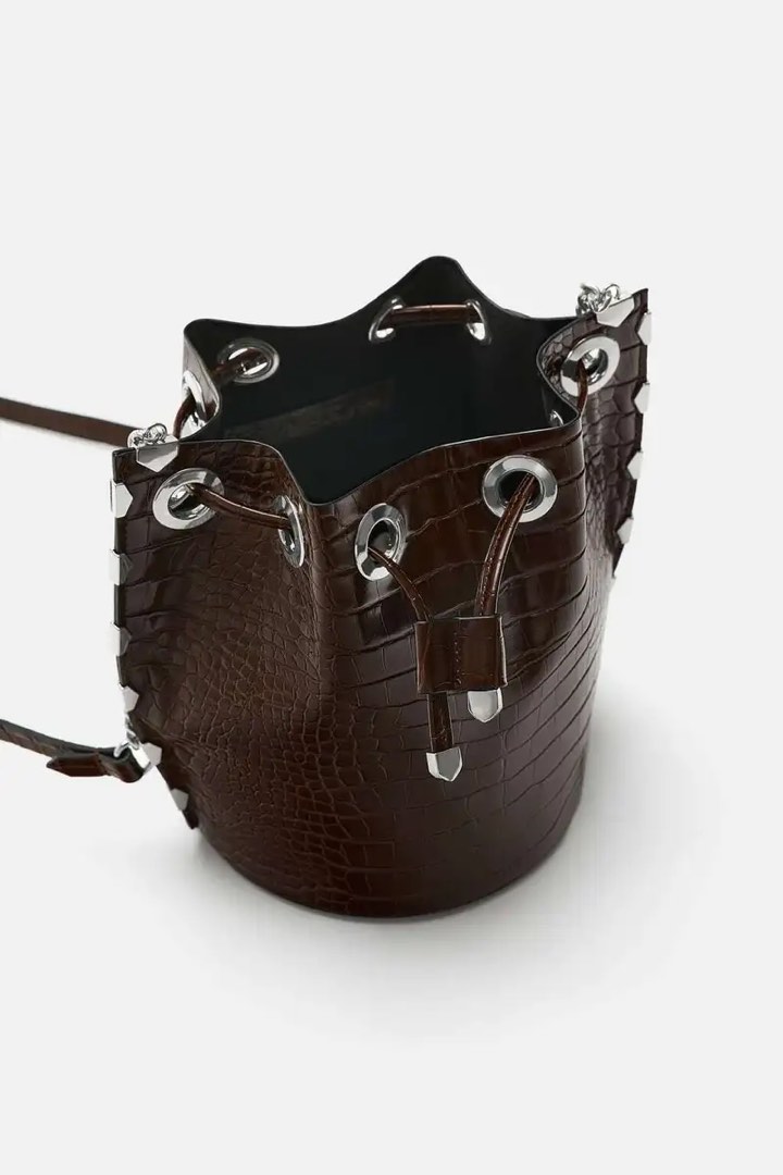 ZARA Croc Bucket Bag - Brown, Women's Fashion, Bags & Wallets, Cross ...