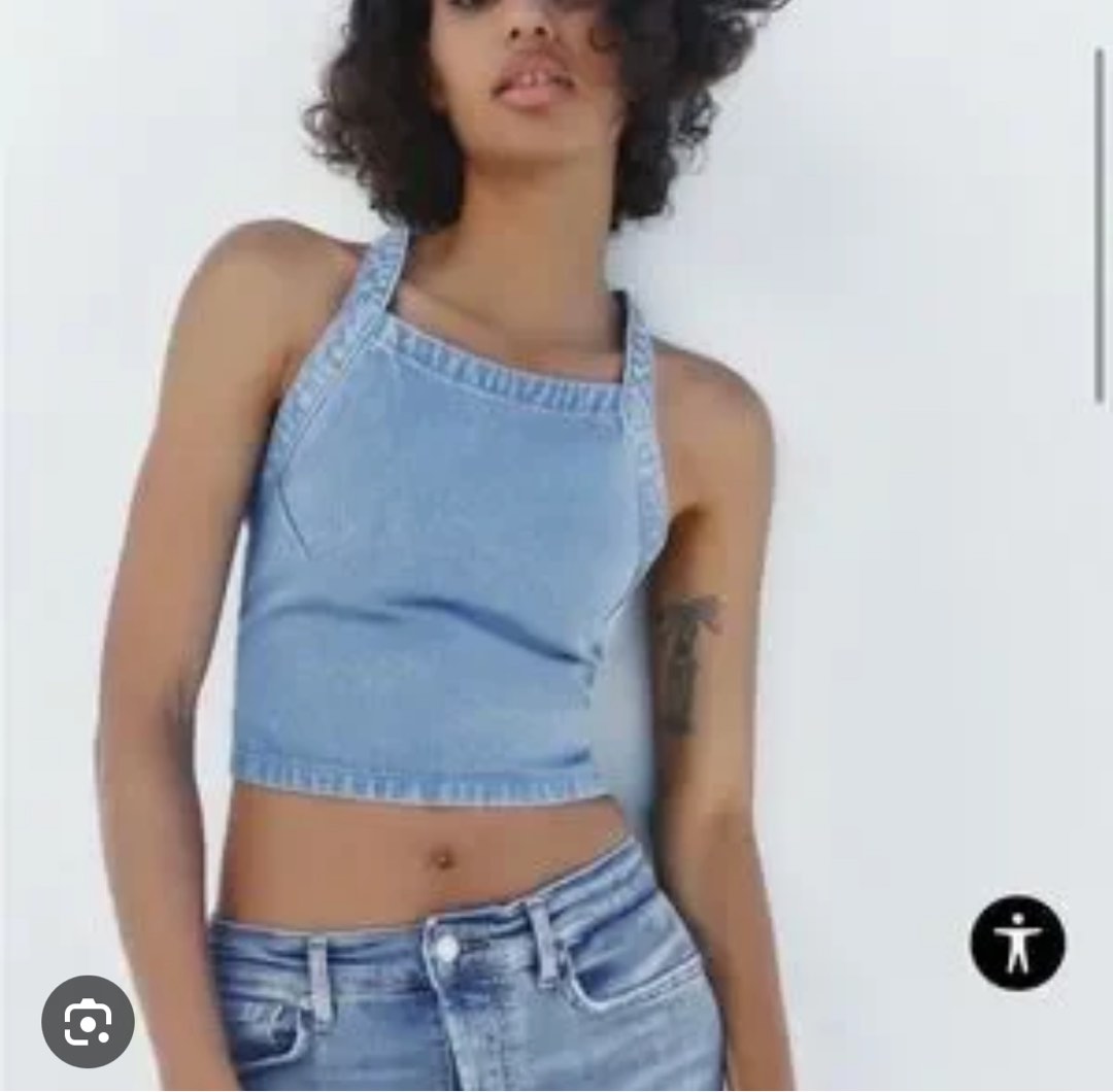 Zara denim backless top, Women's Fashion, Tops, Others Tops on Carousell