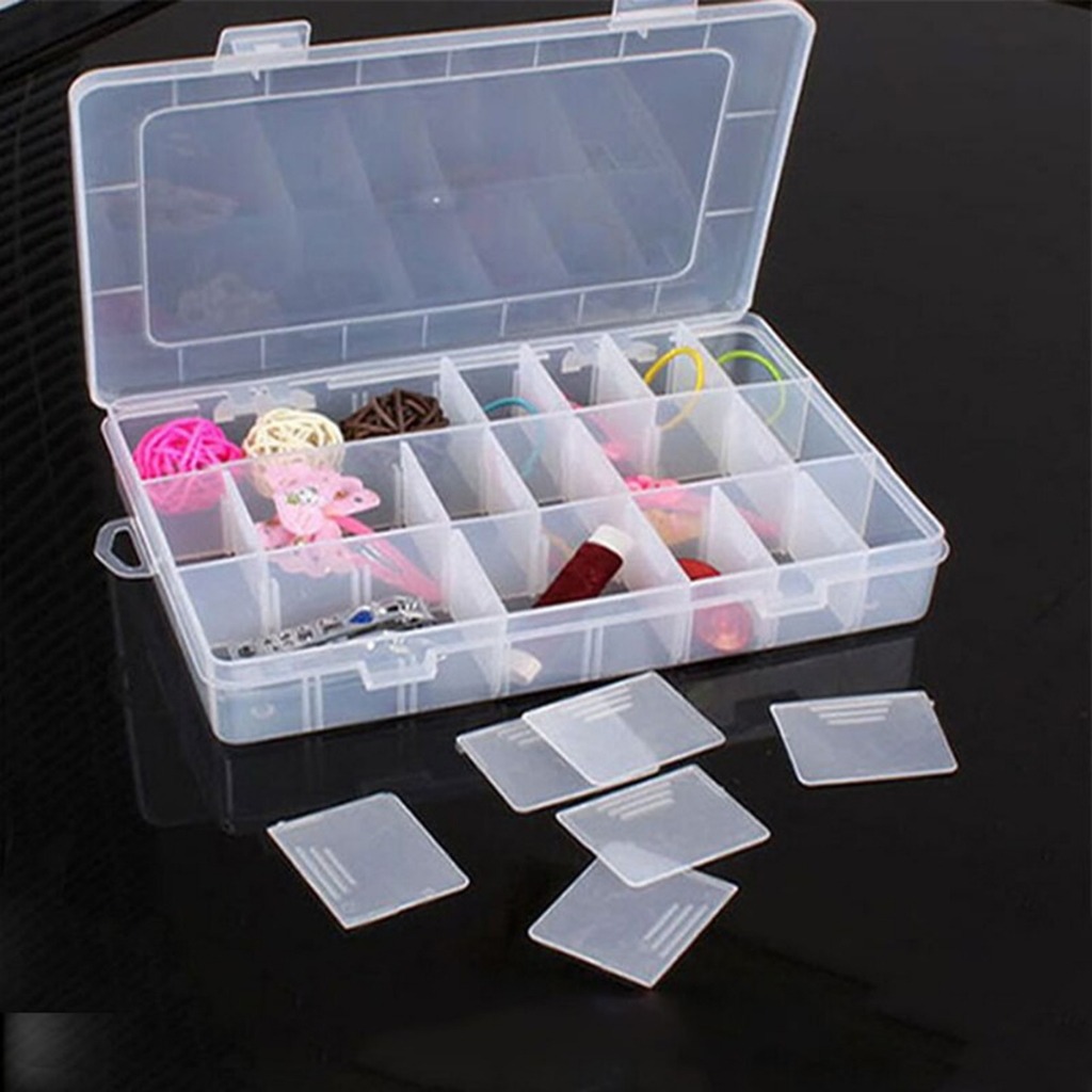 24 Grids Adjustable Slot Plastic Box Compartment Storage Tool Box ...