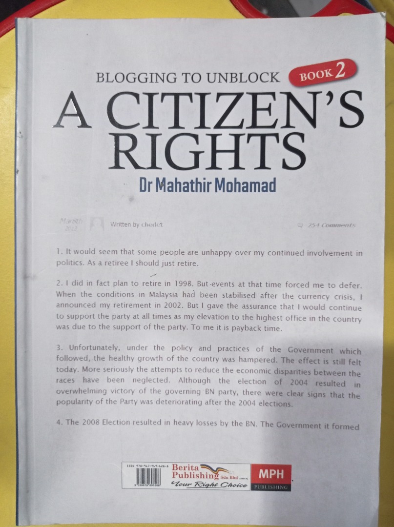 A citizen's right by Dr Mahathir (Dual language book - English and BM ...