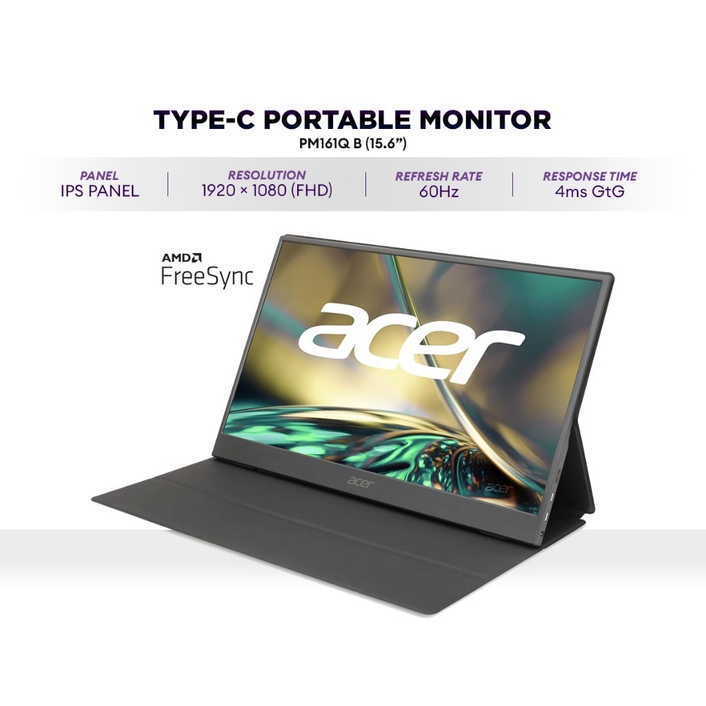 ACER PM161Q B 15.6" FHD IPS Type-C Portable Monitor | 60Hz | AMD ...