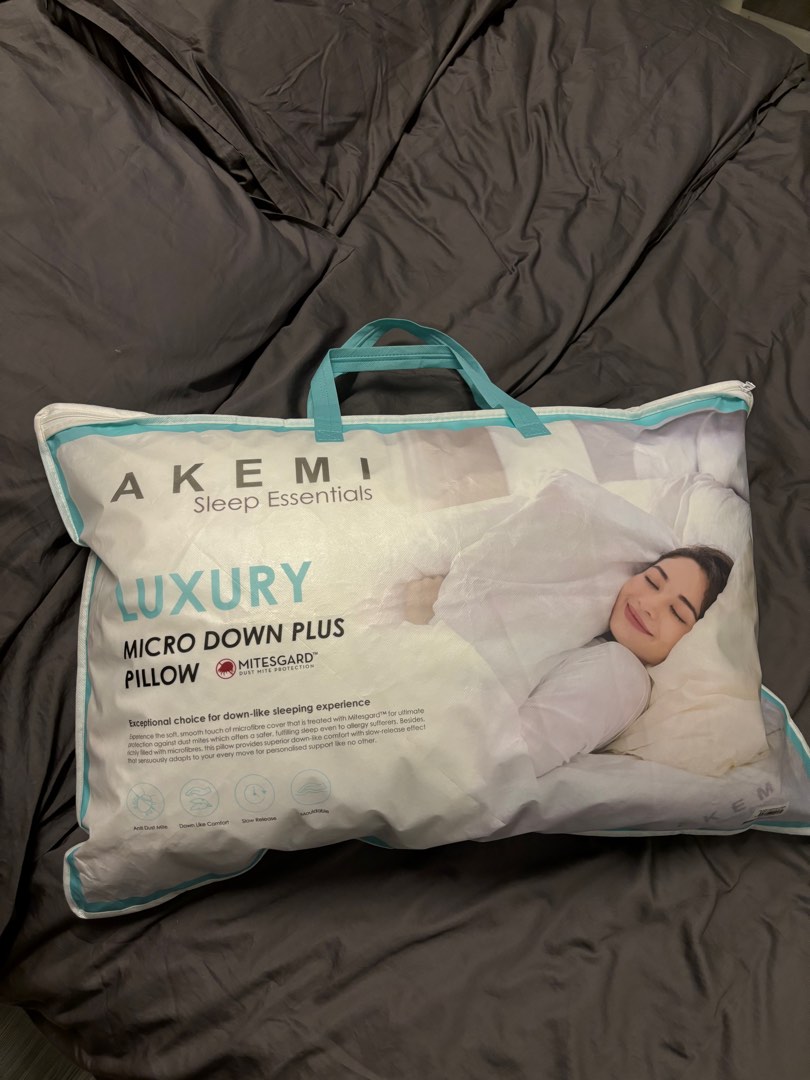 AKEMI luxury micro down plus pillow *dust mite protection*, Furniture & Home Living, Bedding ...