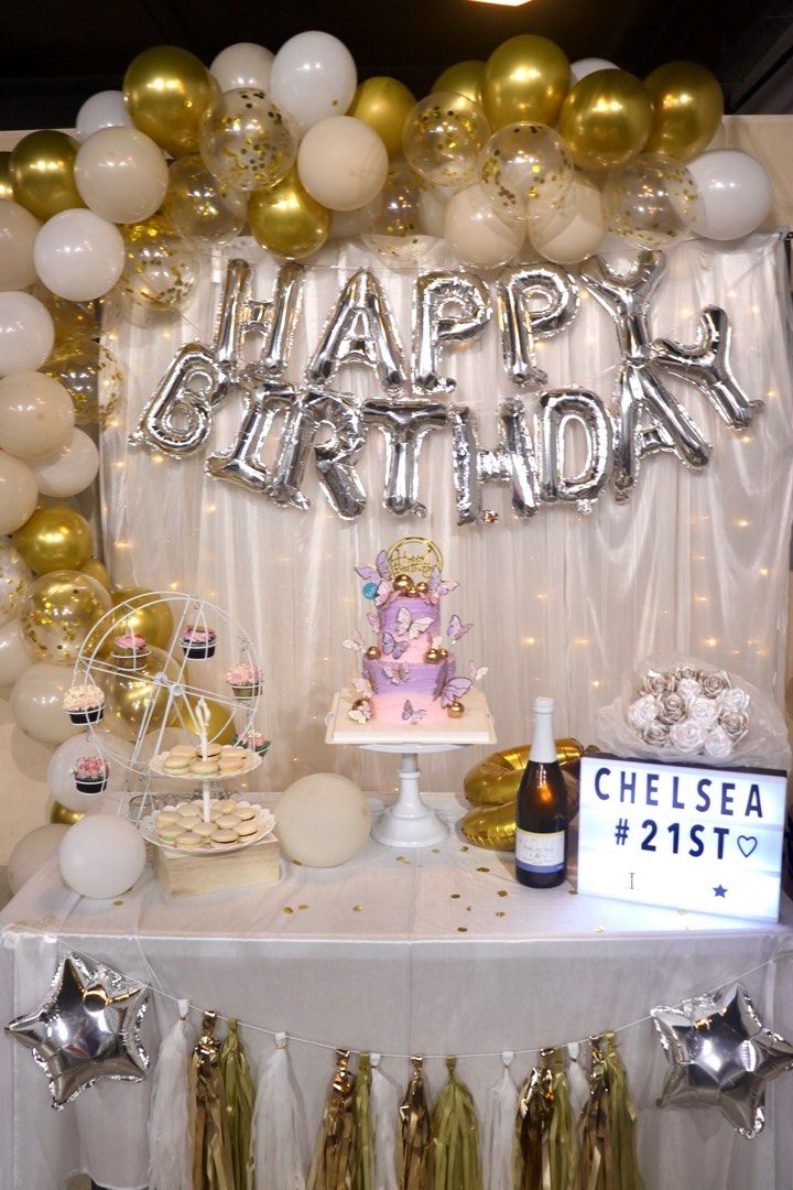 Backdrop rental setup with stand & light curtain for birthday party ...