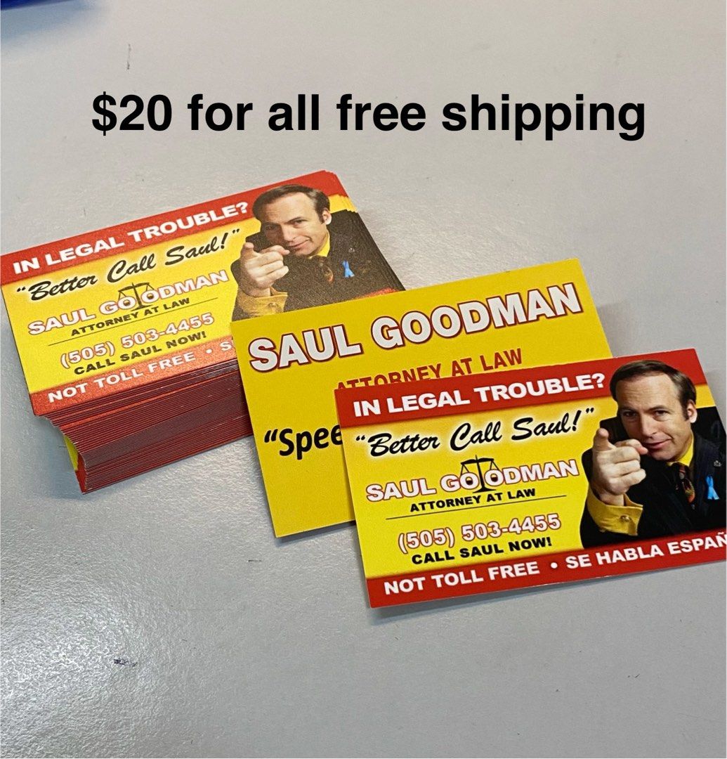 Better Call Saul business card prop 50 cards for $20 shipped. Saul ...