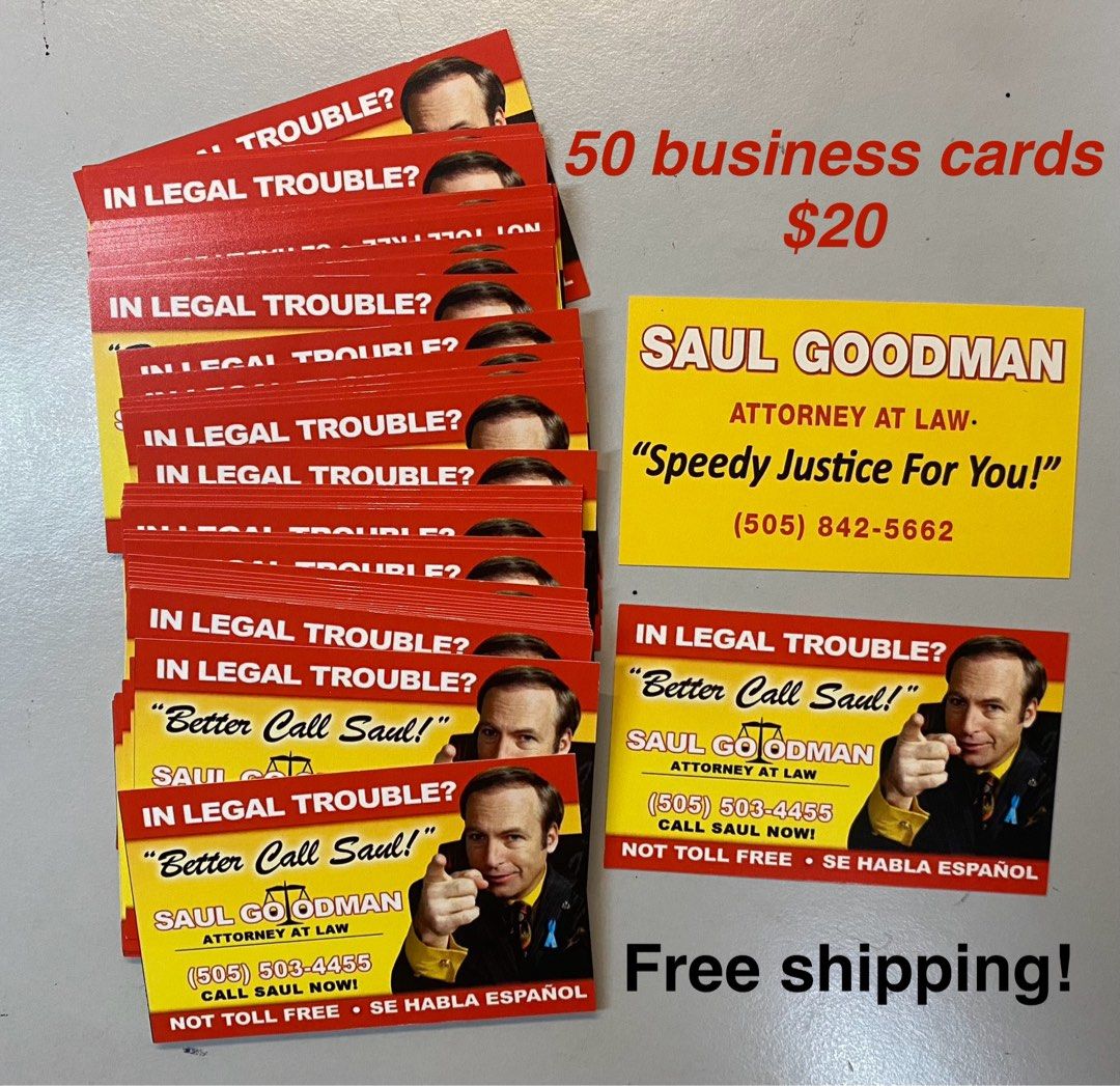 Better Call Saul business card prop 50 cards for $20 shipped. Saul ...