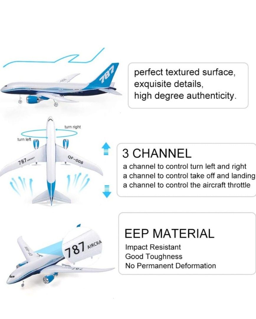 Boeing 787 RC Aircraft.3-Channel 2.4 GHz., Hobbies & Toys, Toys & Games ...