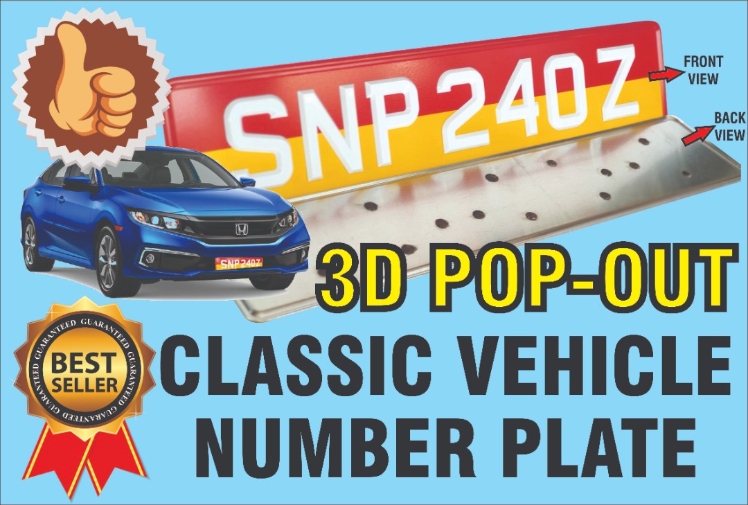 CLASSIC VEHICLE NUMBER PLATE - LTA APPROVED - $60.00/PAIR (FREE ...