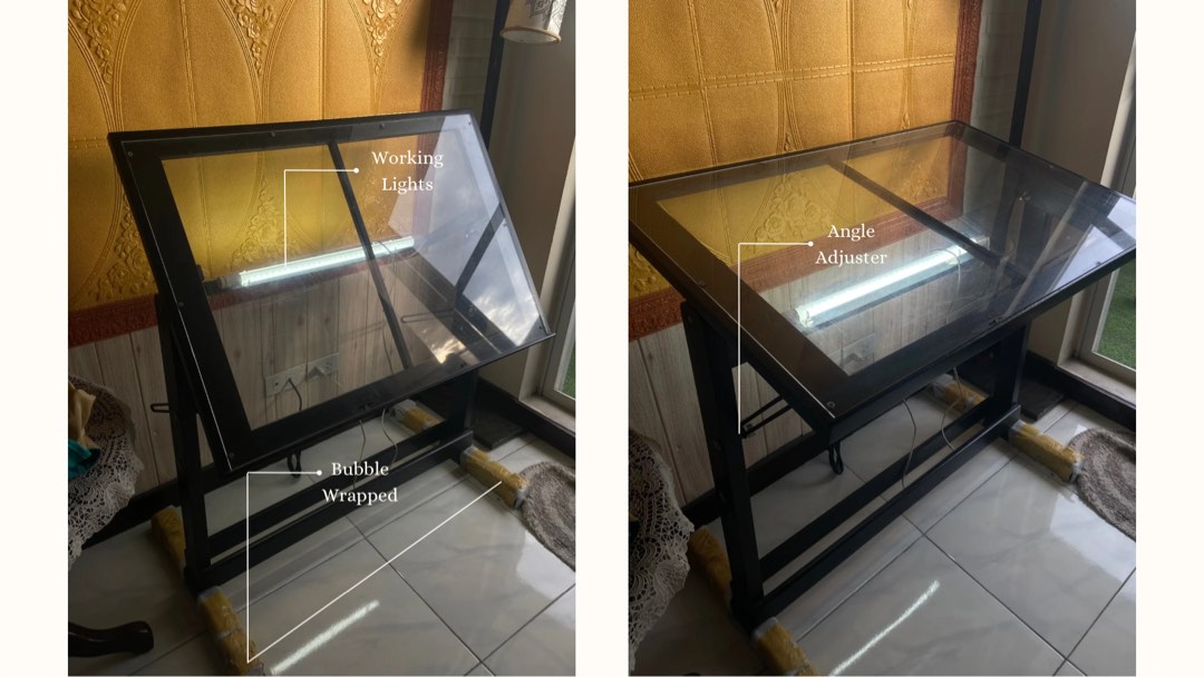 Clear acrylic drafting table, Furniture & Home Living, Office Furniture ...